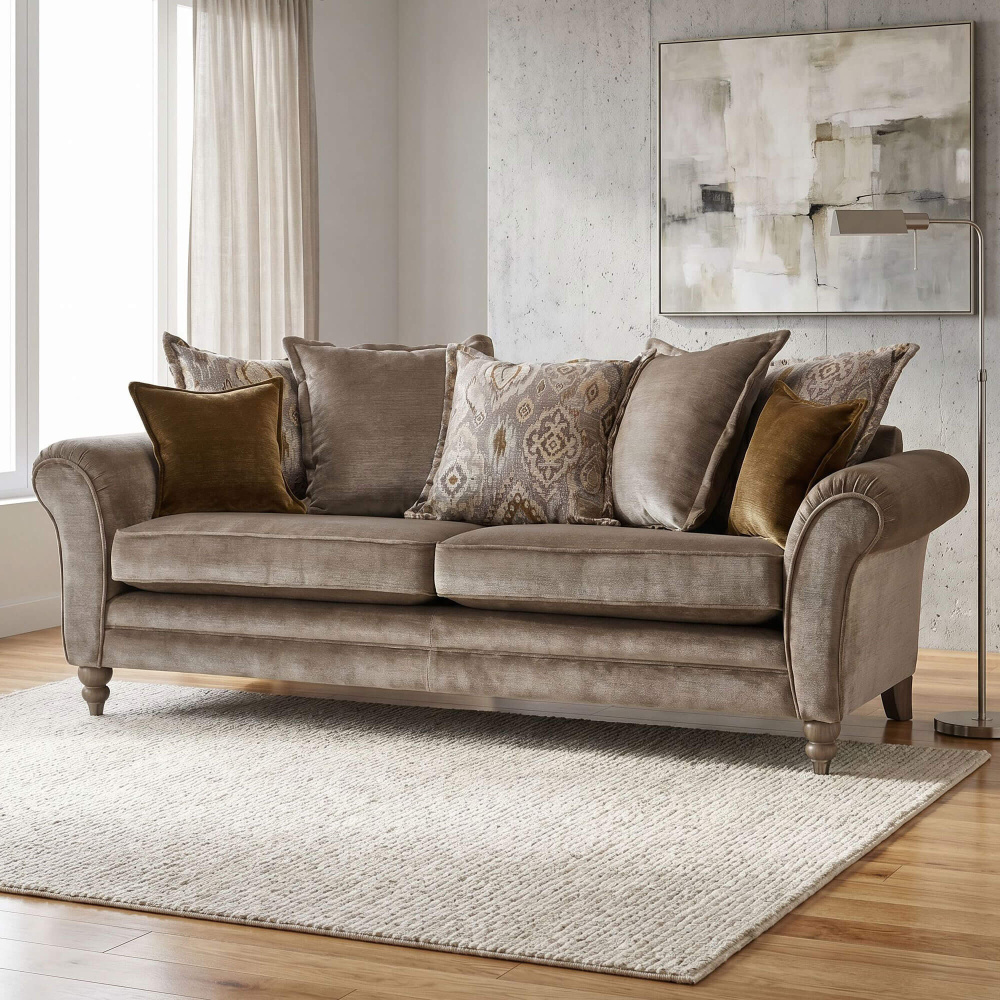 Carolina Brown Fabric Grand Pillow Back Sofa | Housing Units