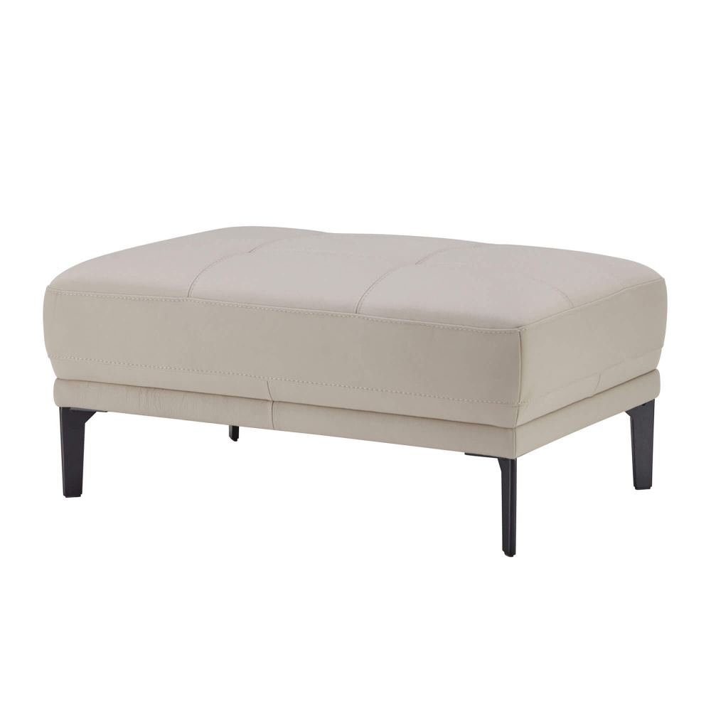 Natuzzi Editions Toledo Greige Large Leather Ottoman | Housing Units