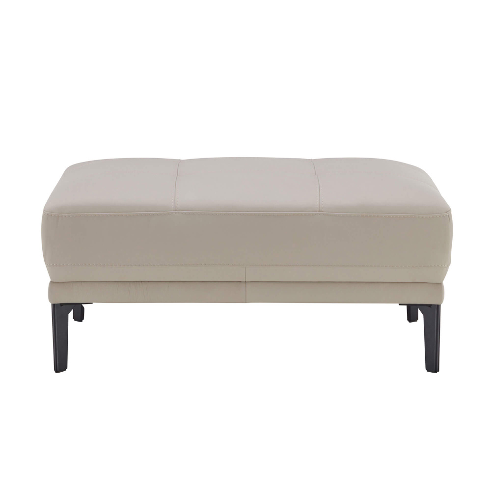 Natuzzi Editions Toledo Greige Large Leather Ottoman | Housing Units