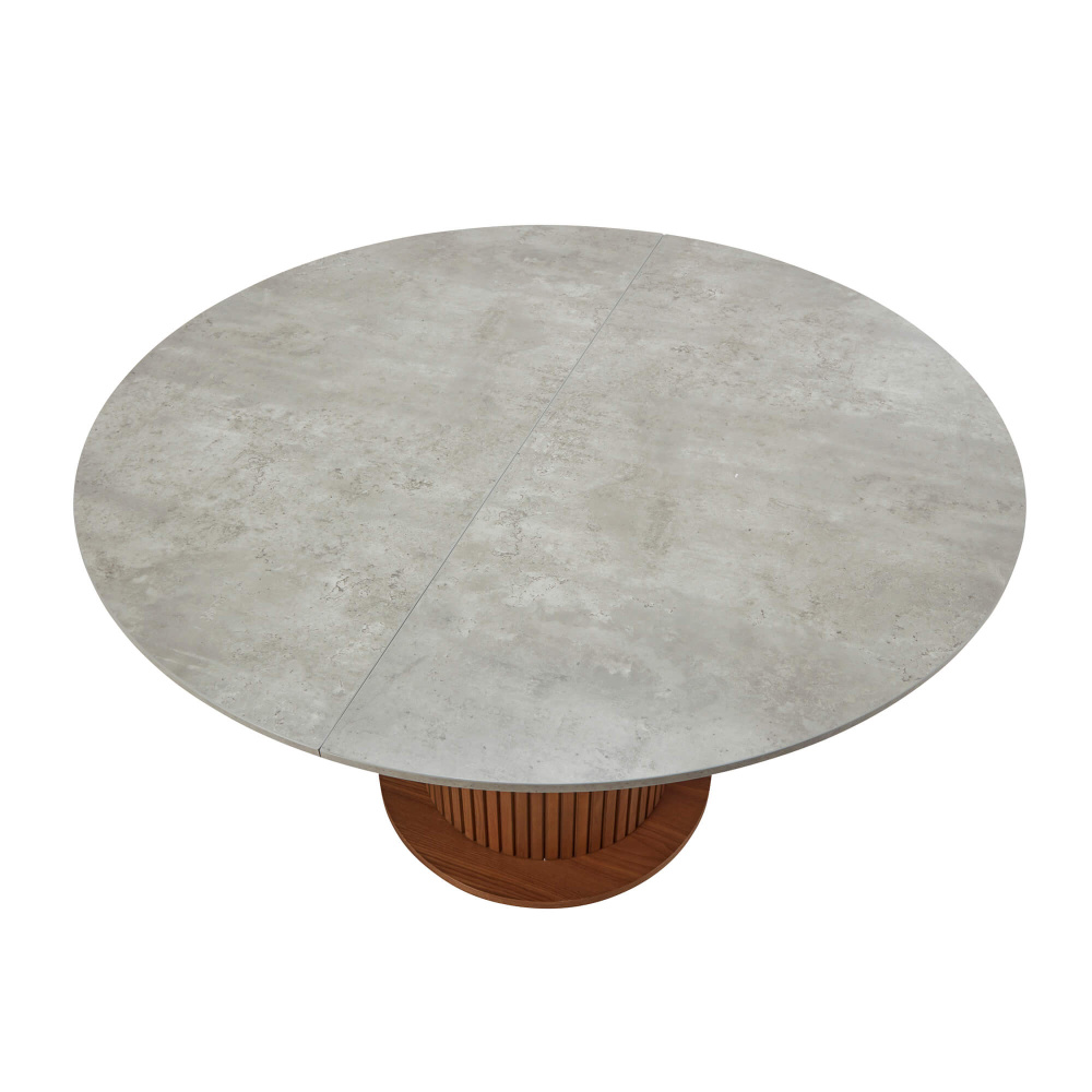 Ariana 120-160cm Round Extending Concrete-Effect Dining Table | Housing ...