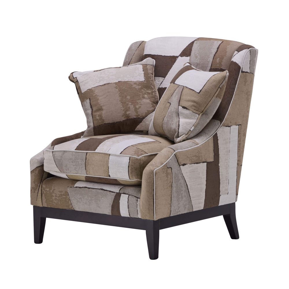 David Gundry Sophie Plinth Brown Patterned Fabric Accent Chair ...