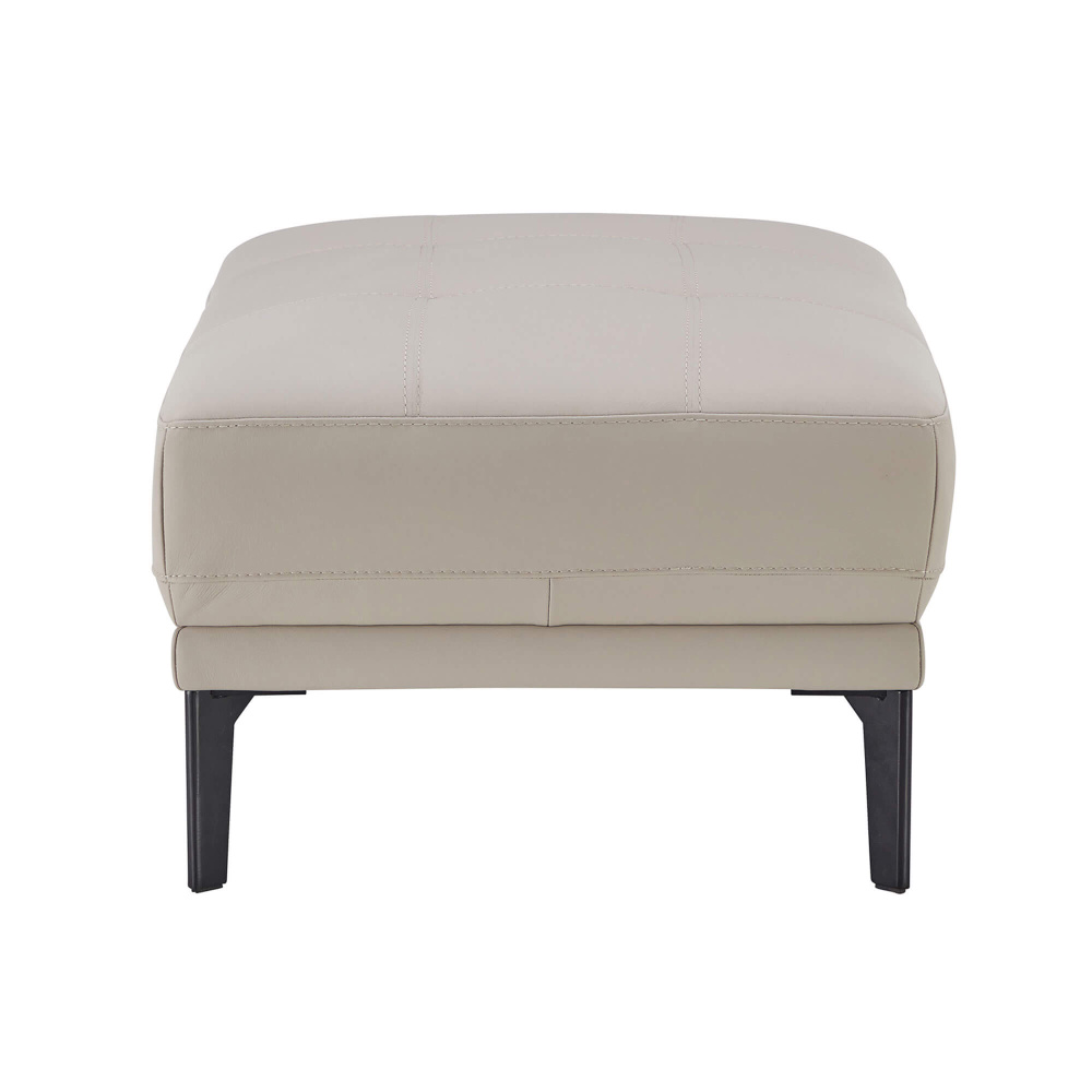 Natuzzi Editions Toledo Greige Large Leather Ottoman | Housing Units
