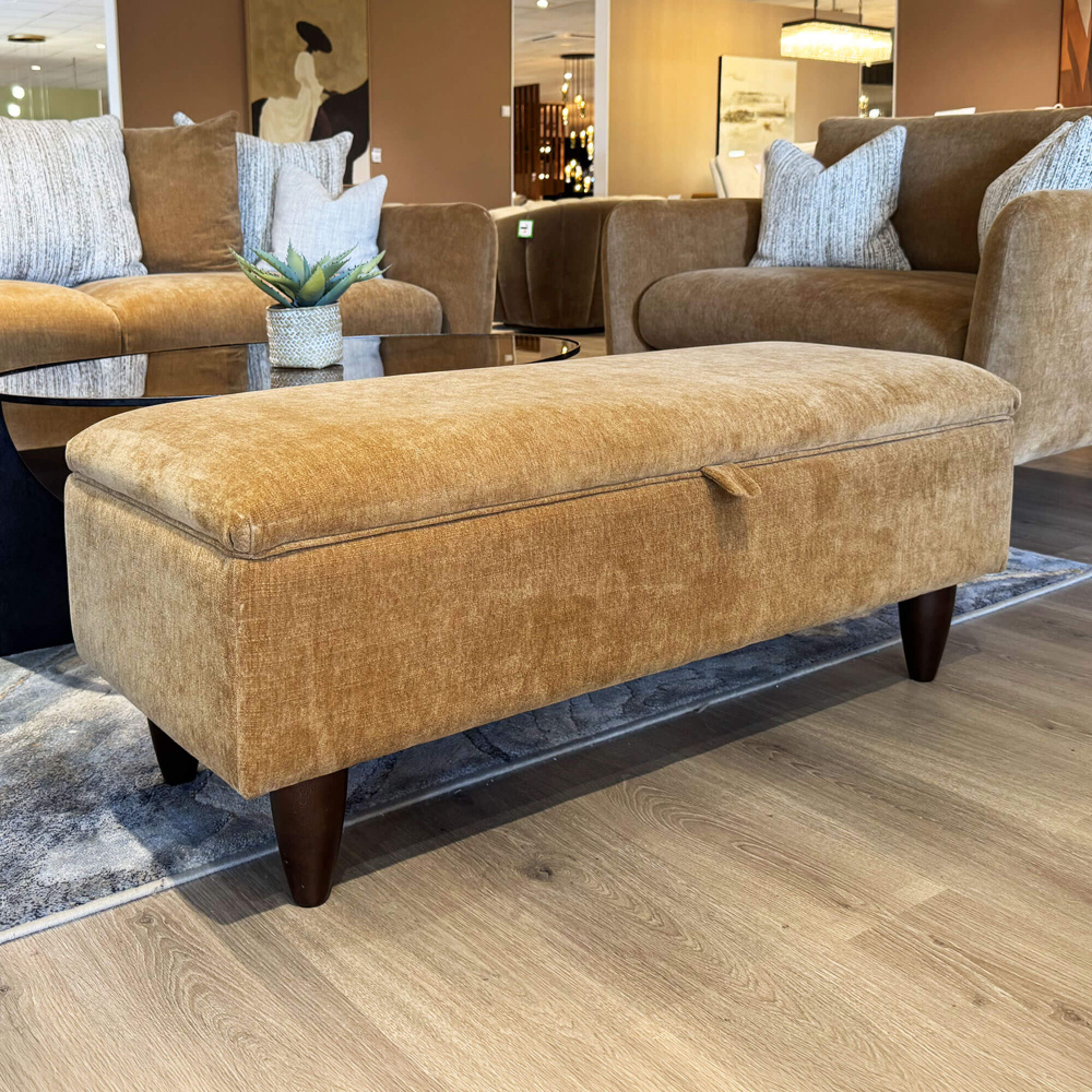 Croft Cognac Fabric Large Storage Footstool | Housing Units