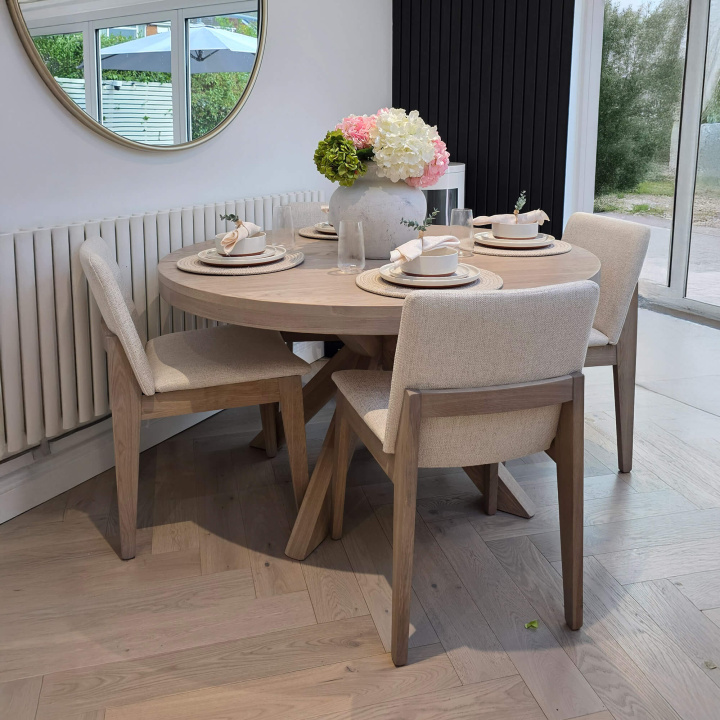 Farrington Oak Dining Table with Corner Bench and 2 Chairs in Natural ...