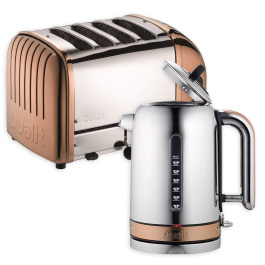 Dualit Classic Copper Steel 4 Slice Toaster & Classic Copper Steel 1.7 ...