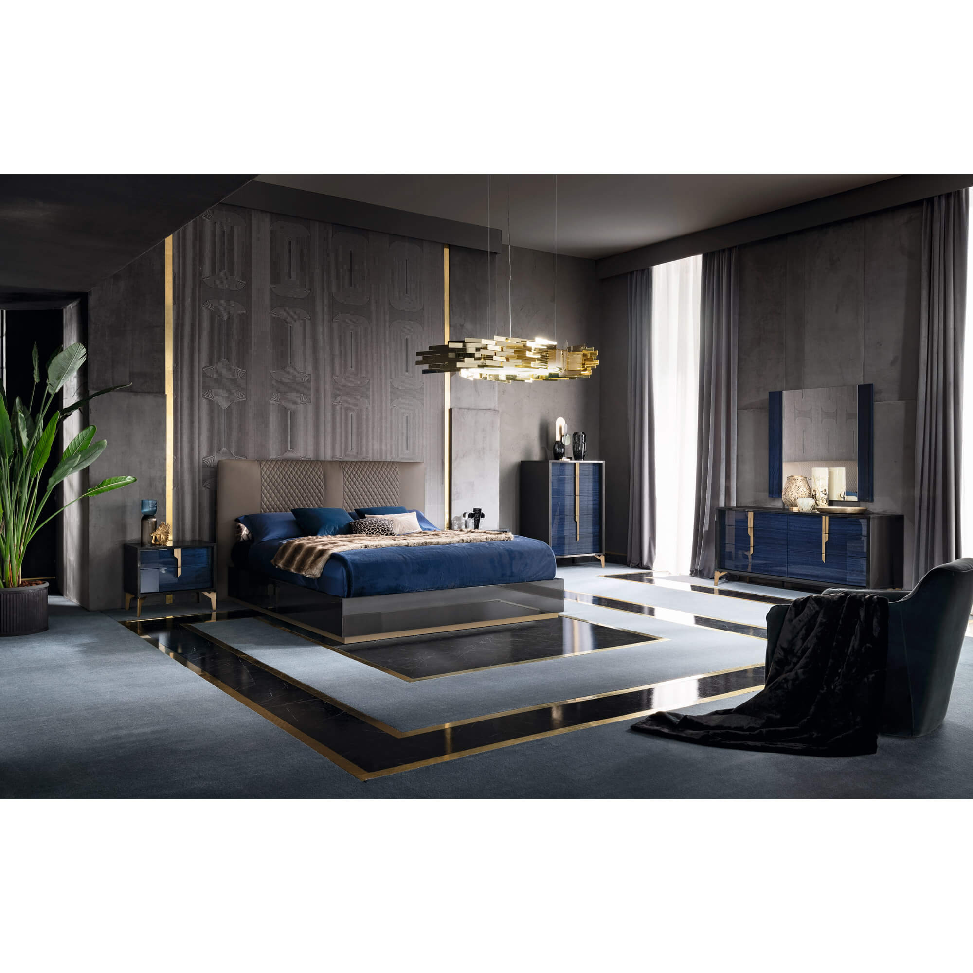 Celeste High Gloss Cobalt Blue Bedroom Collection