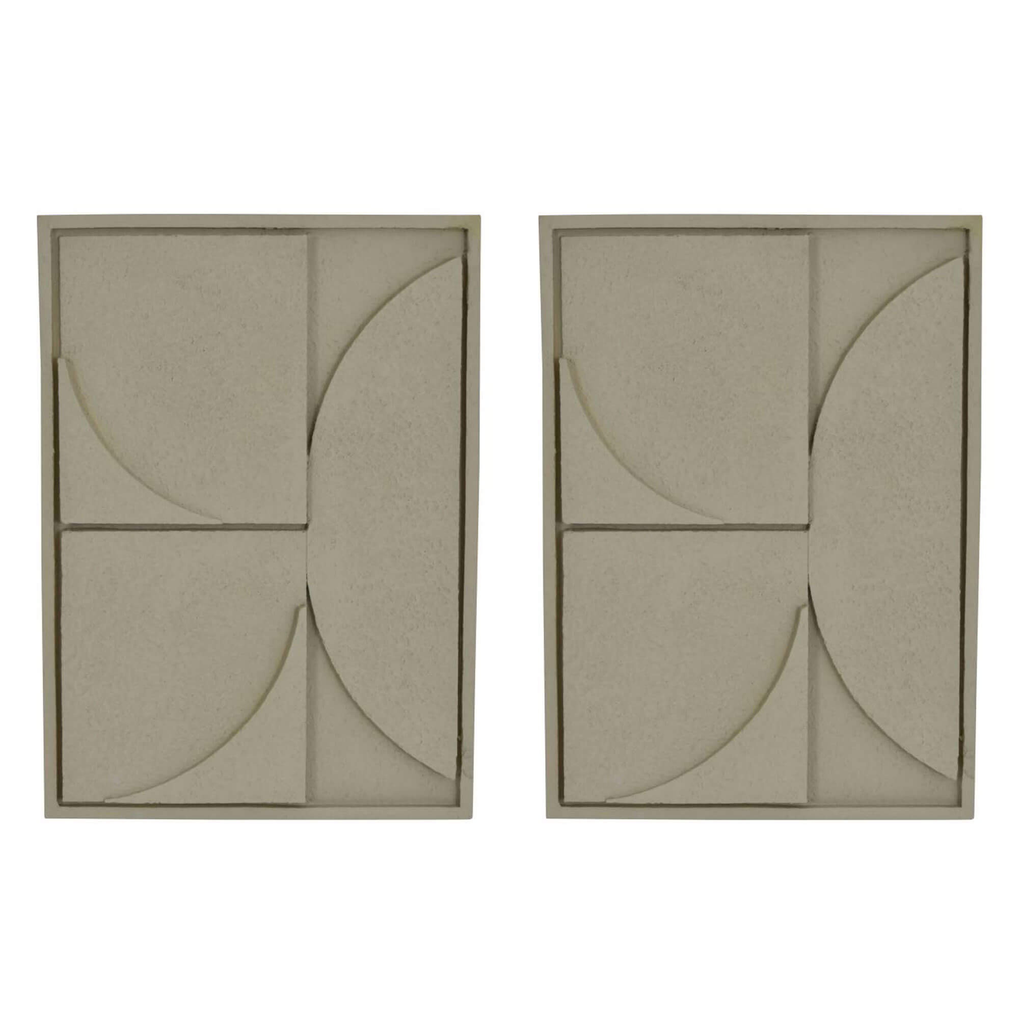 Set Of 2 Geometric Off White 3D Wall Art Panels