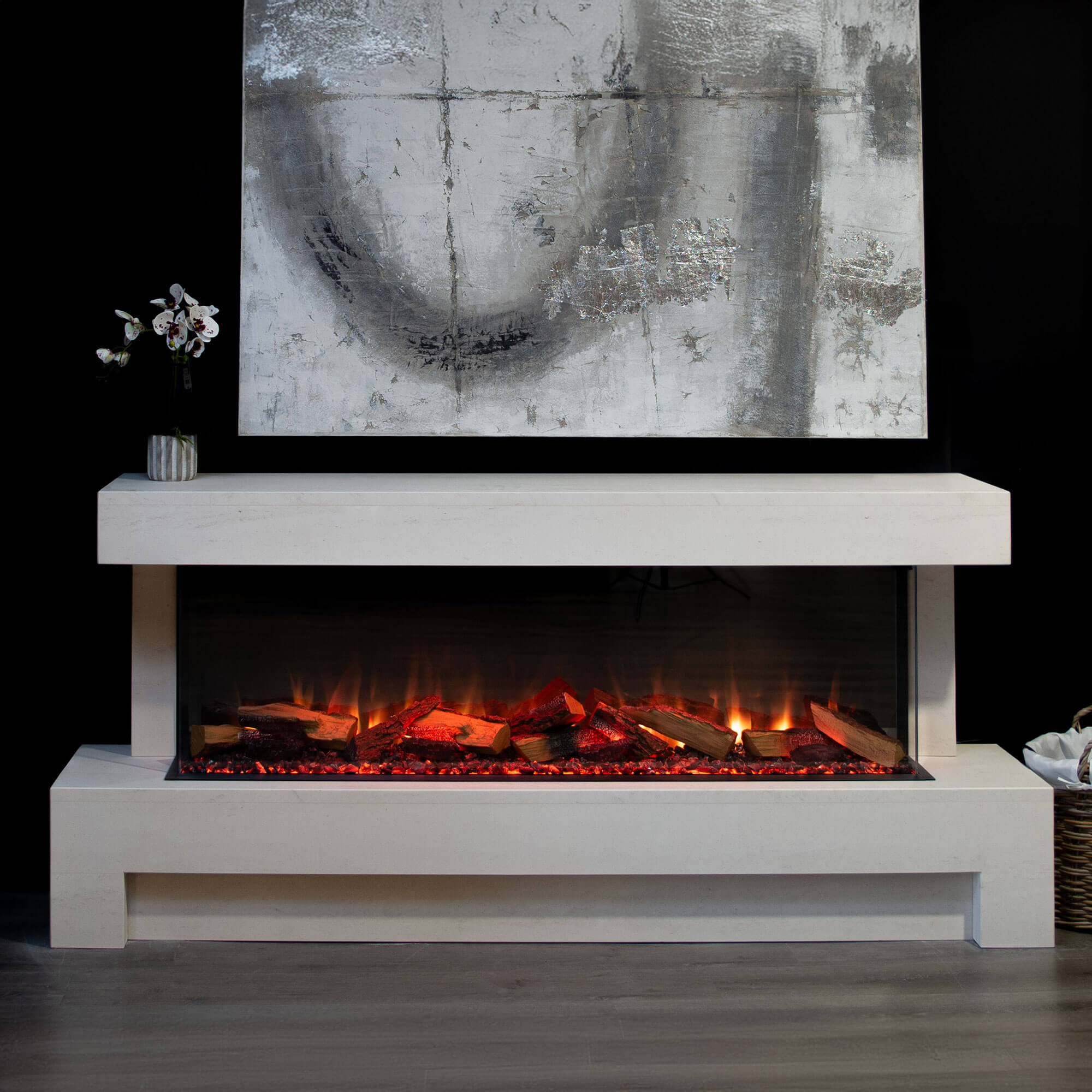 Durante Limestone Fireplace Suite for Onyx Avanti 150 Electric Fire