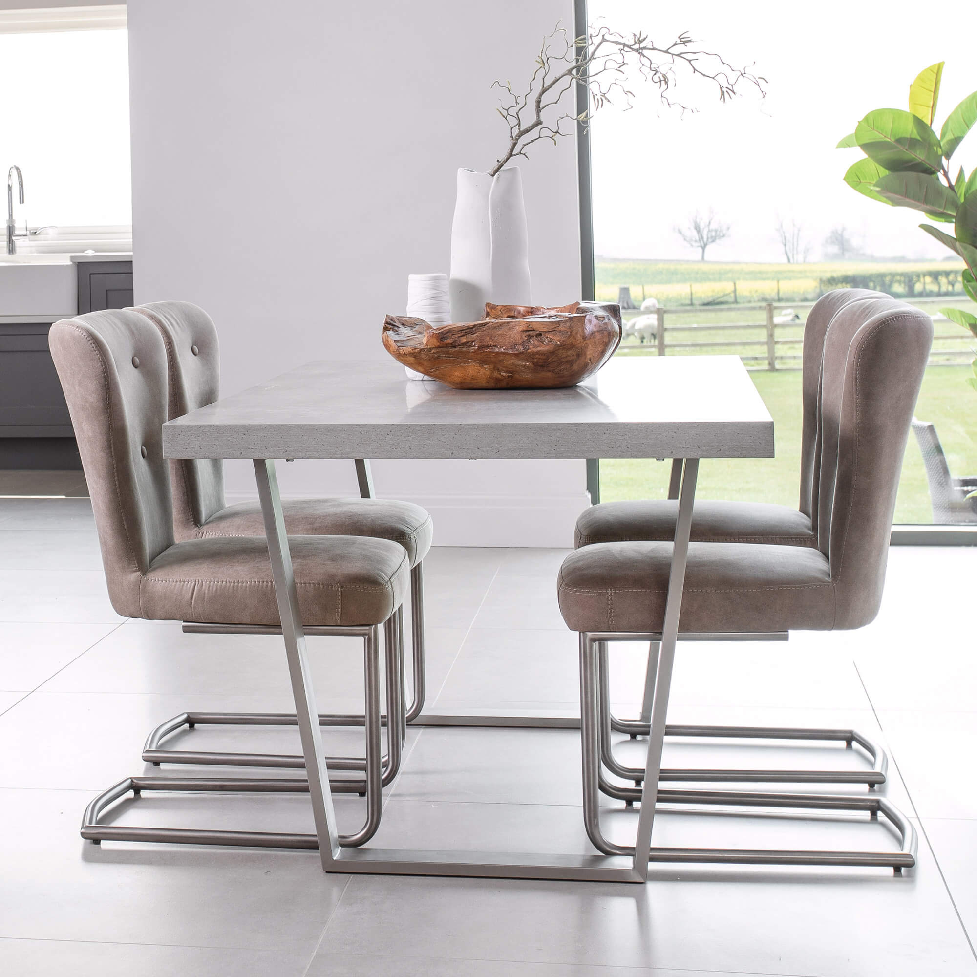 Caspian Grey Concrete-Effect 200cm Dining Table