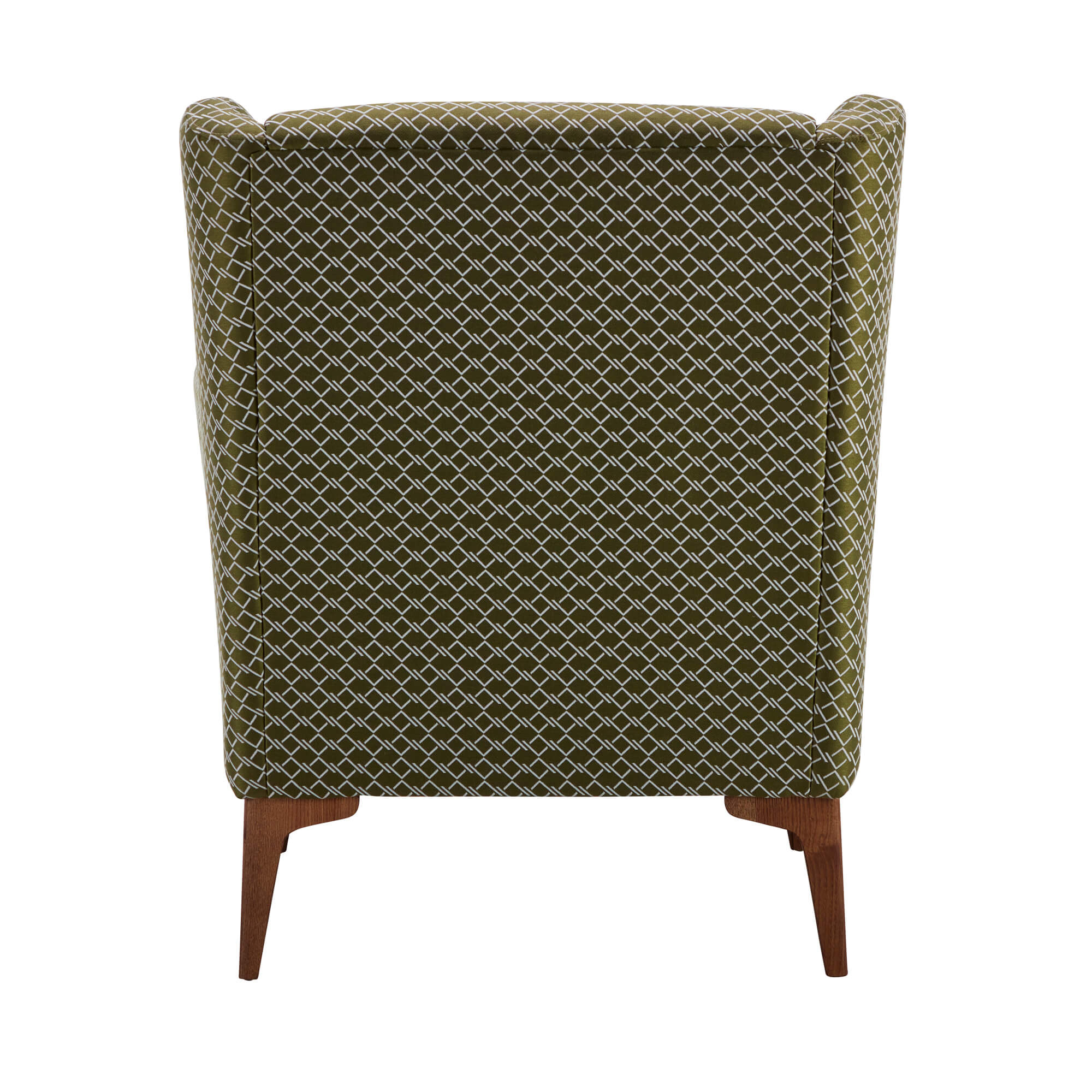 Harrison Olive Green Geometric Patterned Fabric Accent Chair
