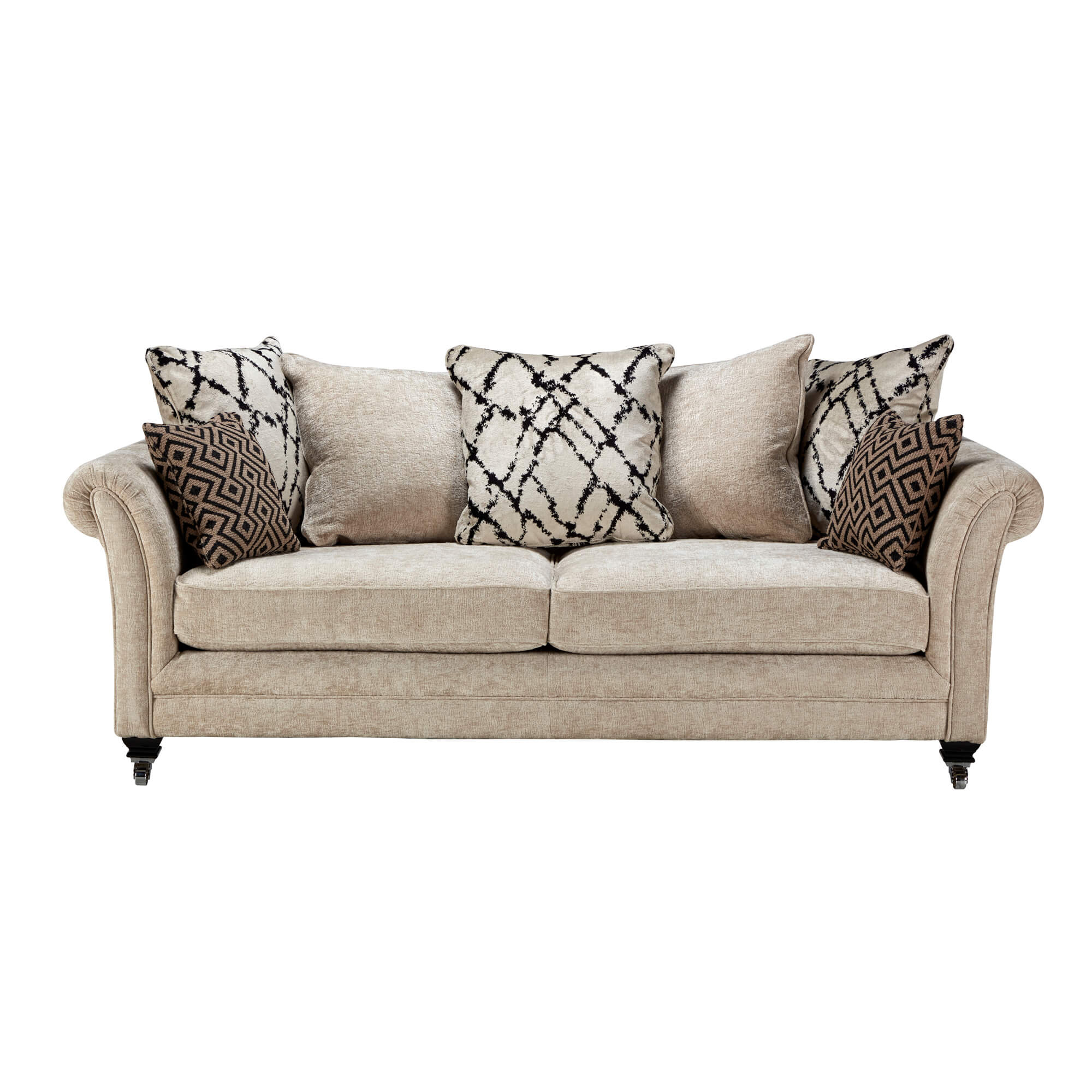 Lucinda Natural Chenille Fabric Scatter Back Grand Sofa