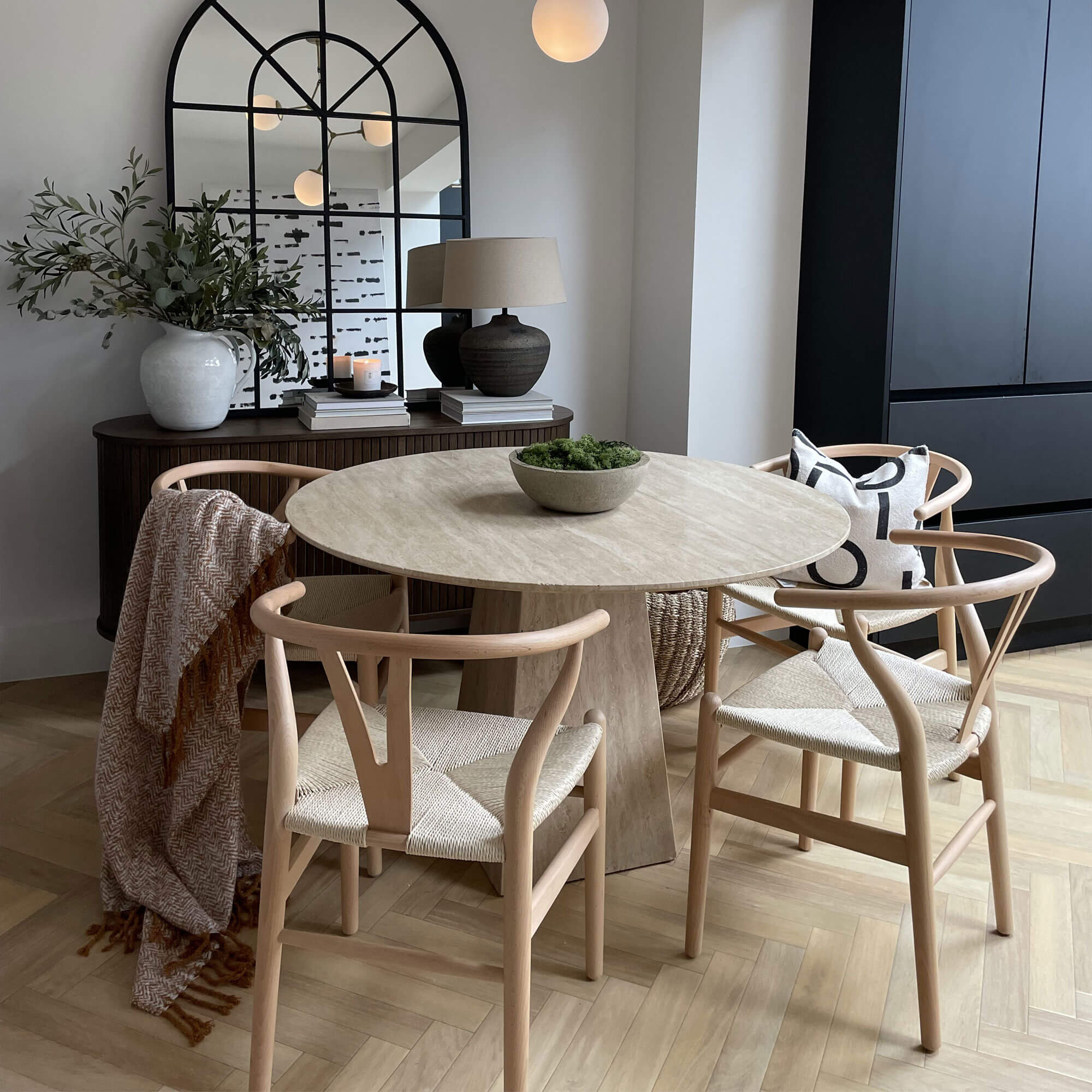 Larvik Natural Wishbone Dining Chair With Woven Cord Seat