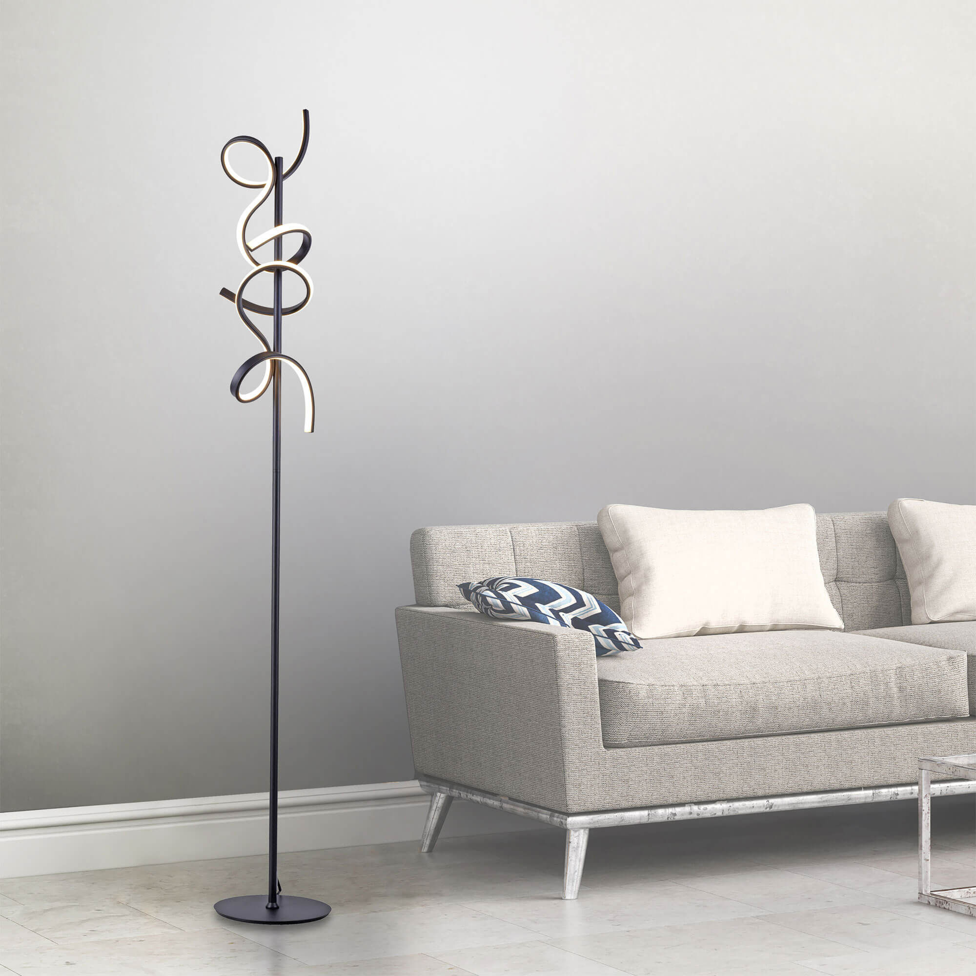 Curly Black LED Floor Lamp