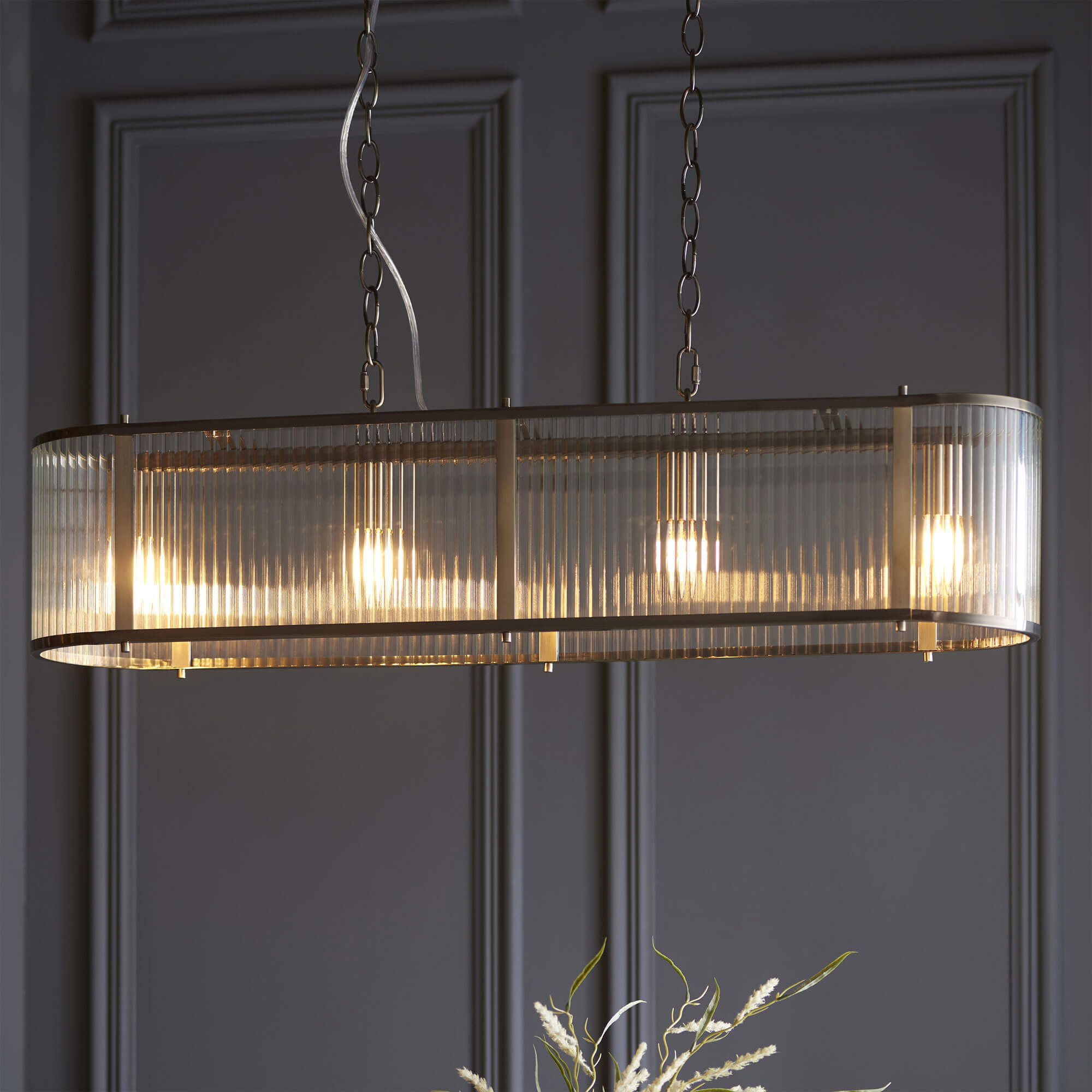 Ridgeton Antique Brass 4 Light Linear Pendant