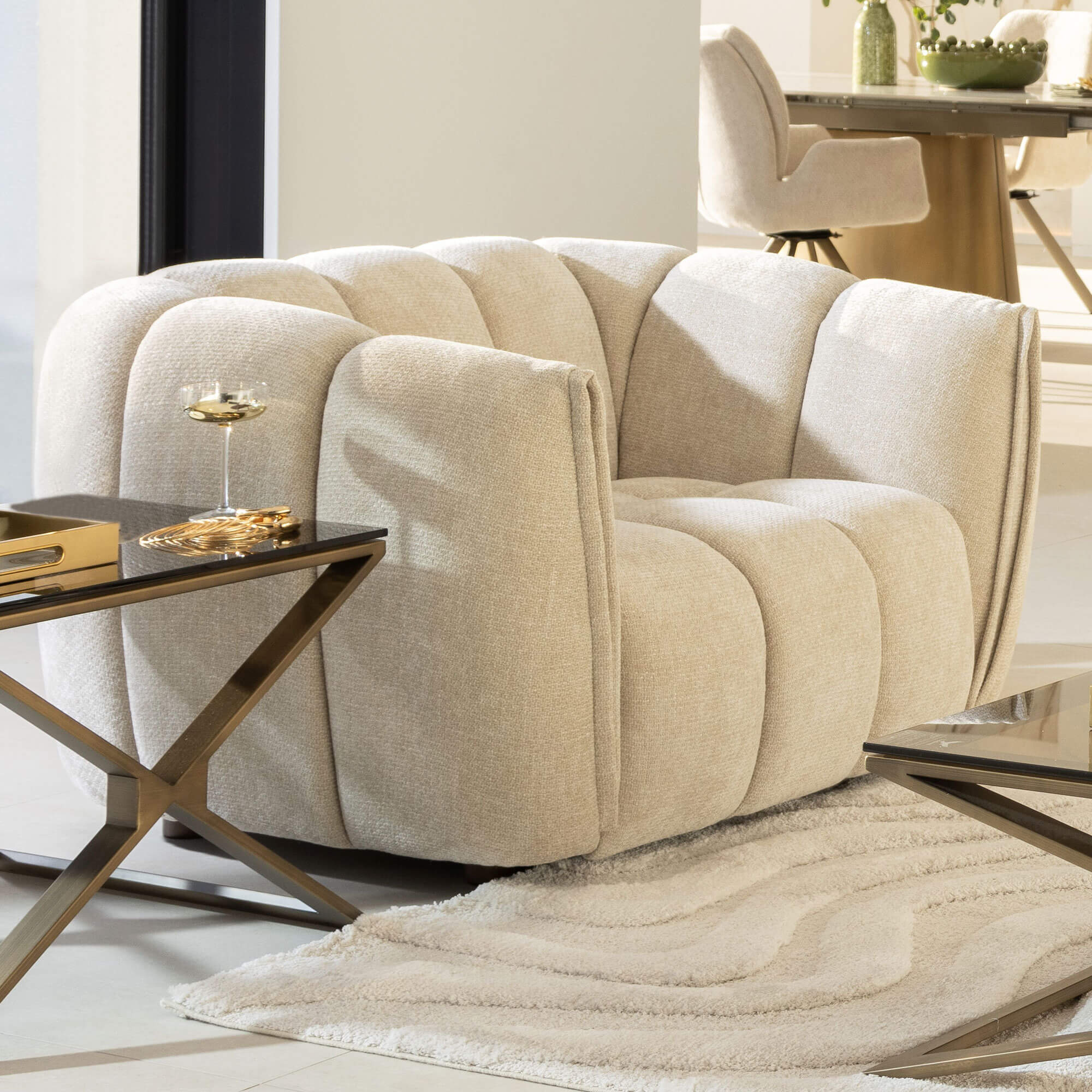 Claudia Cream Fabric Armchair