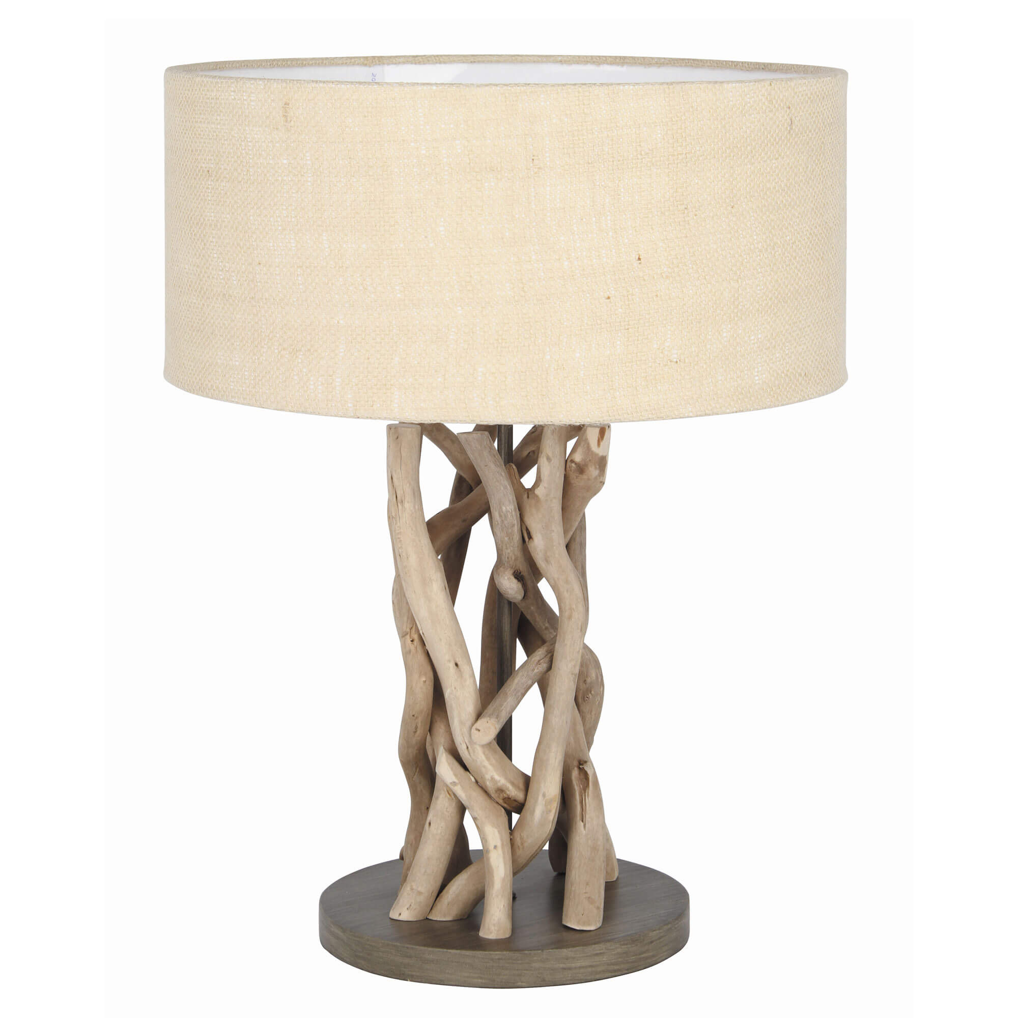 Driftwood Table Lamp With Natural Jute Shade