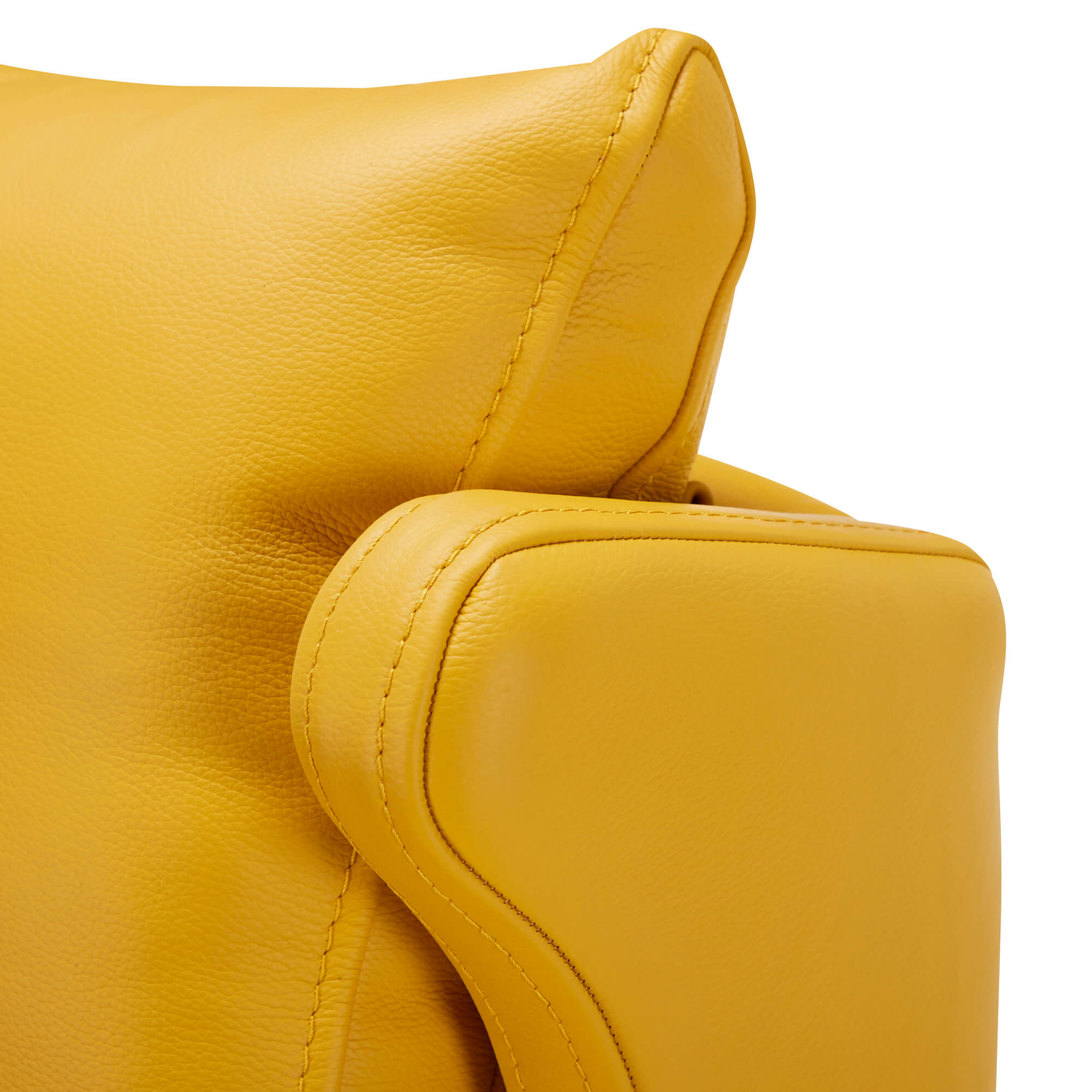 Fama Lenny Yellow Leather Swivel Rocking Armchair & Footstool
