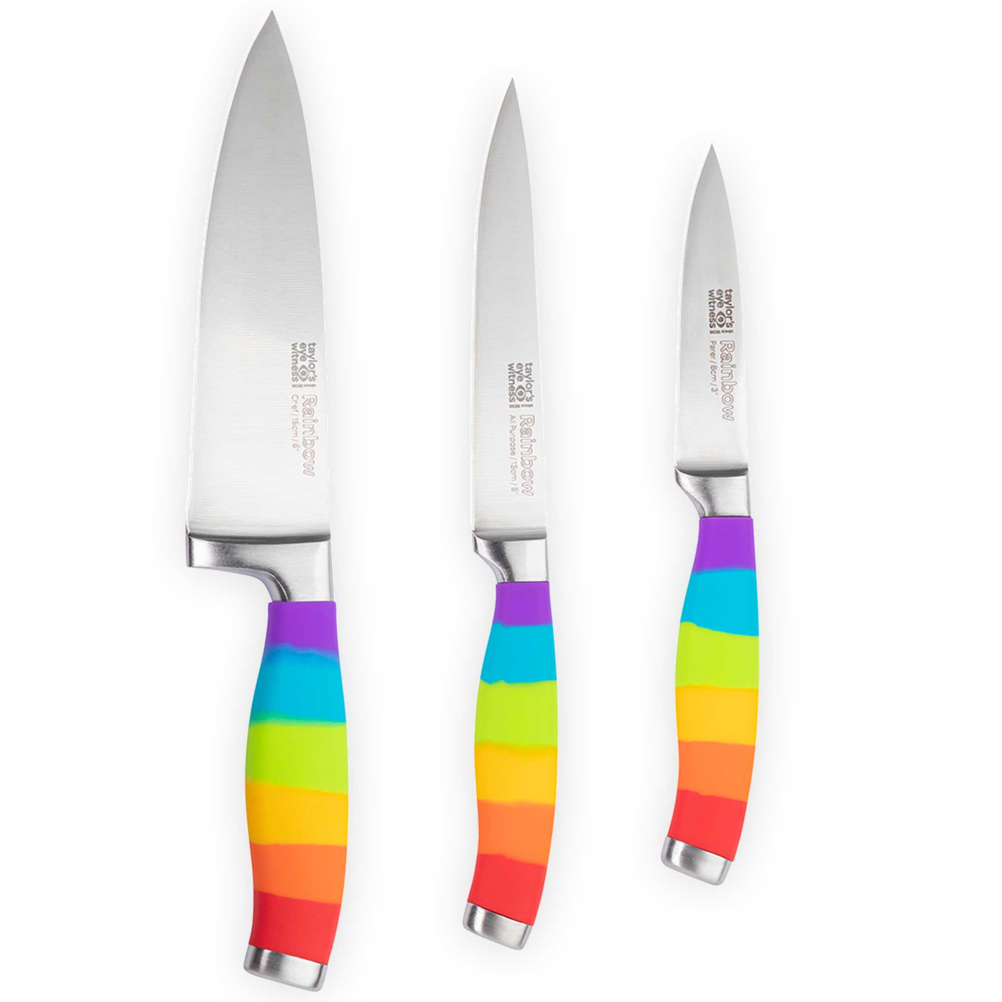 Three Piece Rainbow Kitchen Knife Set