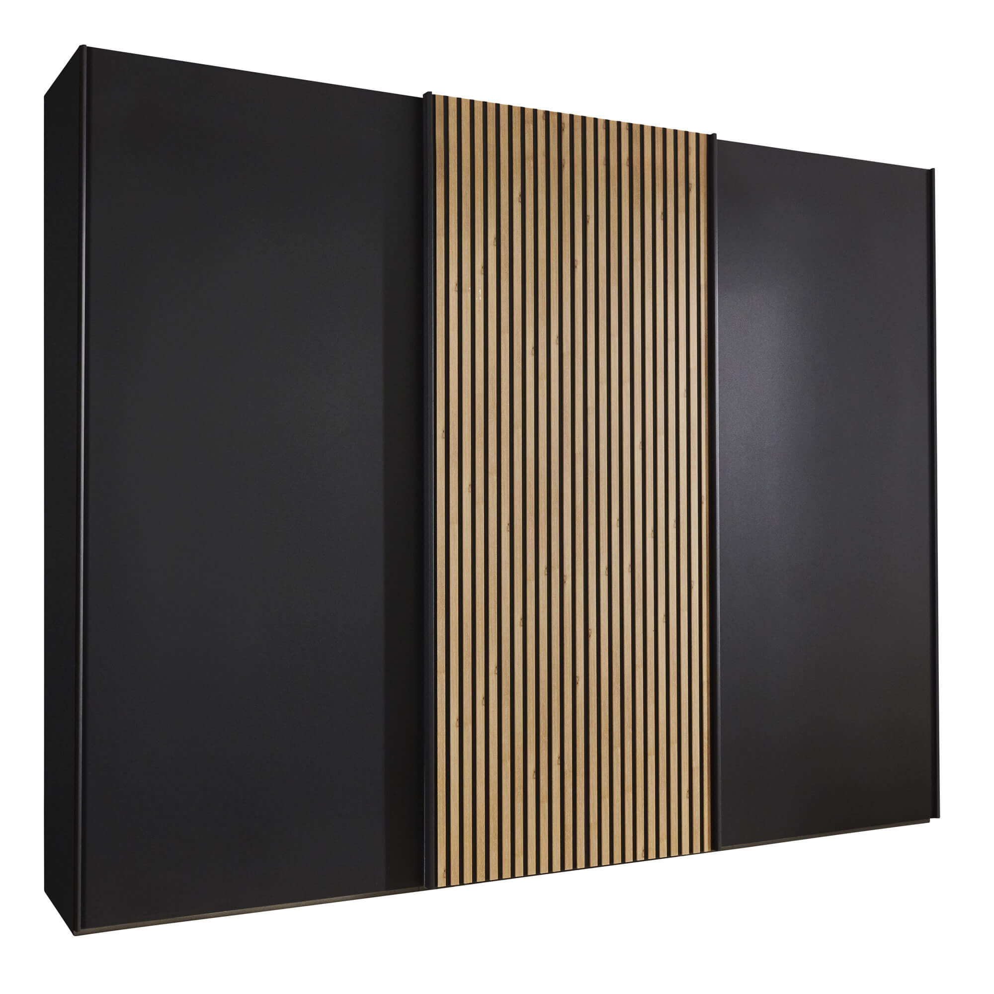 Detroit Graphite Sliding Wardrobe With Bianco Oak Decking