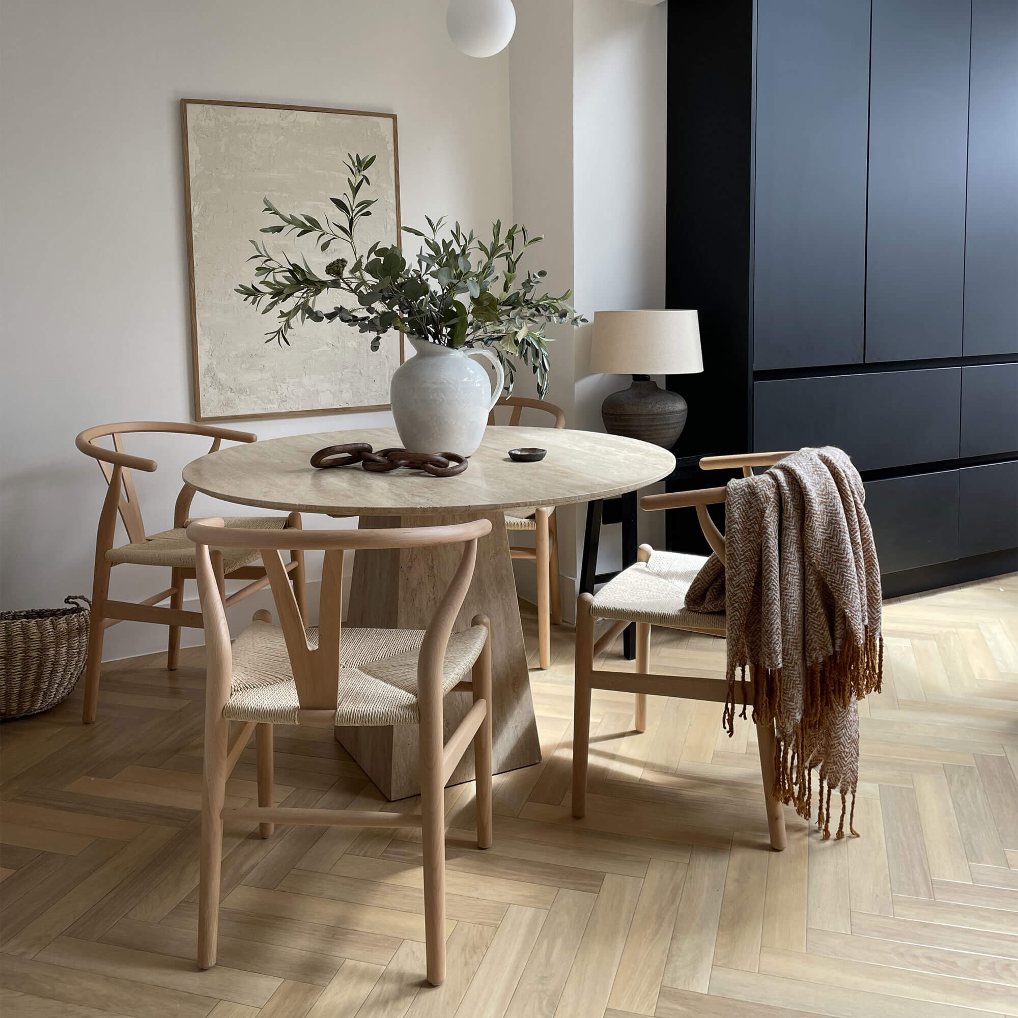 Larvik Natural Wishbone Dining Chair With Woven Cord Seat