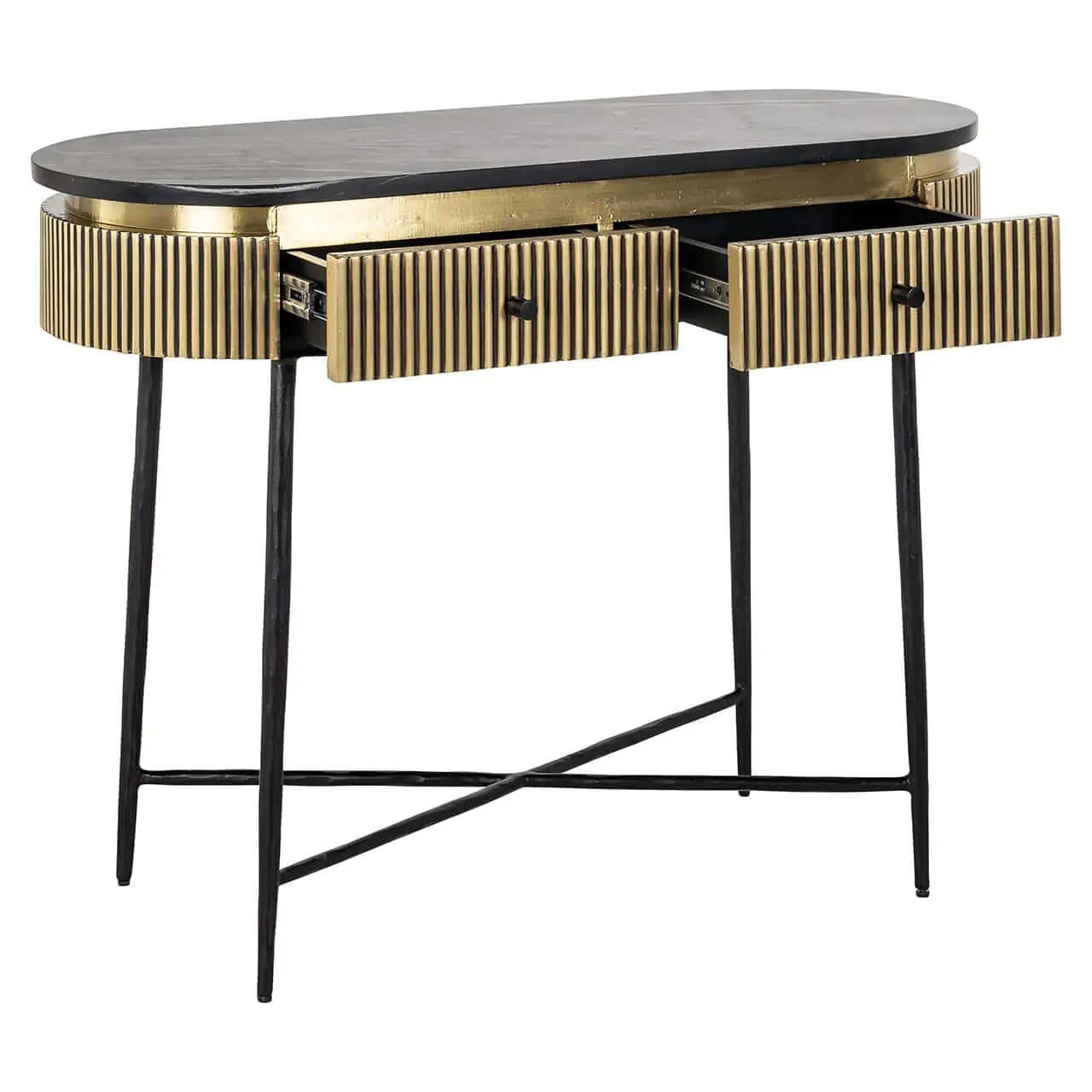 Ivette 2 Drawer Gold Console Table Gold