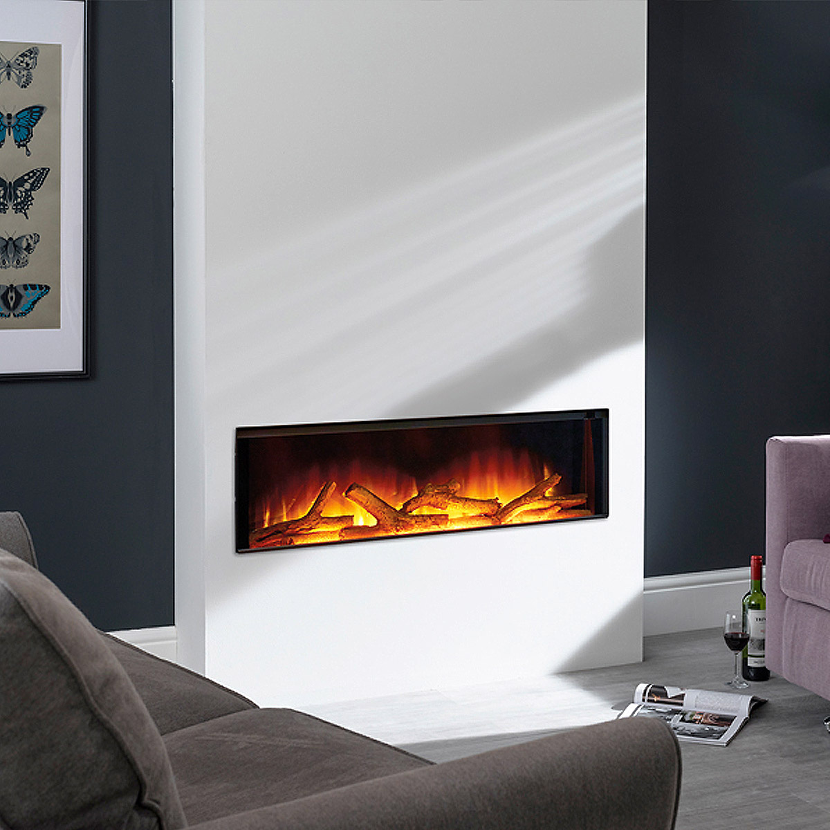 Flamerite Fires Gotham 900 Frameless Electric Fire for Media Wall