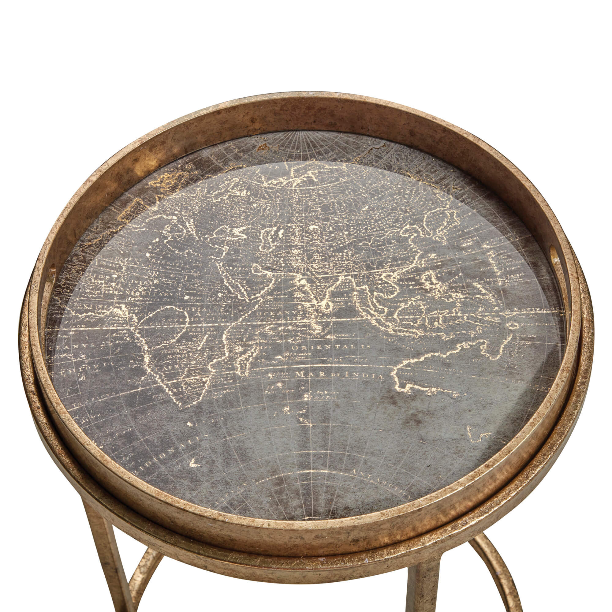 Vienna Atlas Set Of 2 Side Tables In Antique Gold