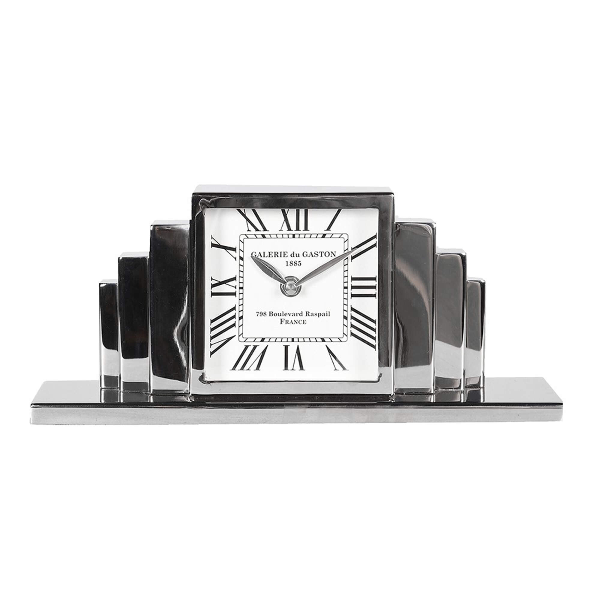 Chrome Art Deco Table Clock