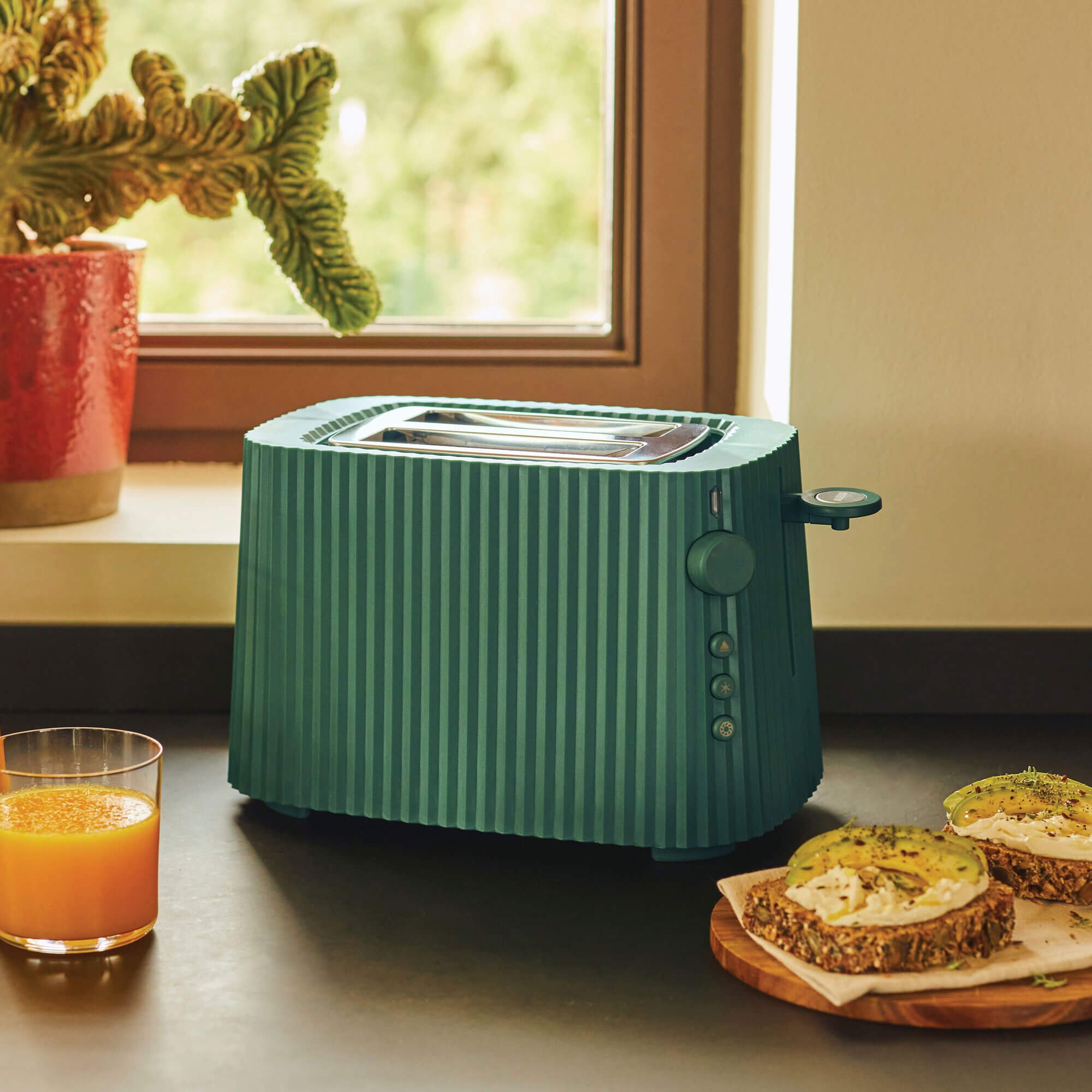 Alessi Plisse Green 1.7 Litre Kettle & 2 Slice Toaster Set