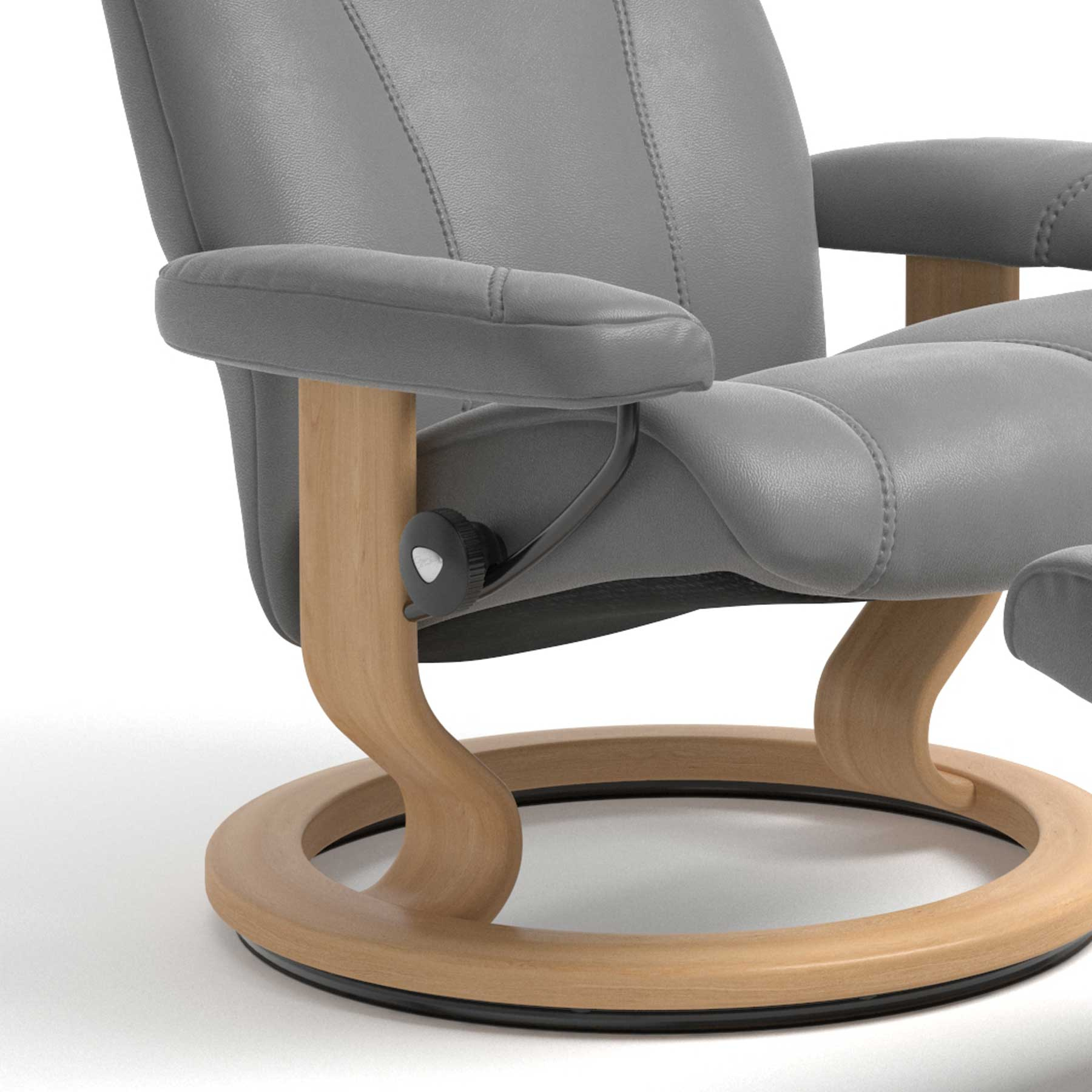 Stressless Medium Consul Recliner Chair & Footstool In Batick Wild Dove With Oak Base