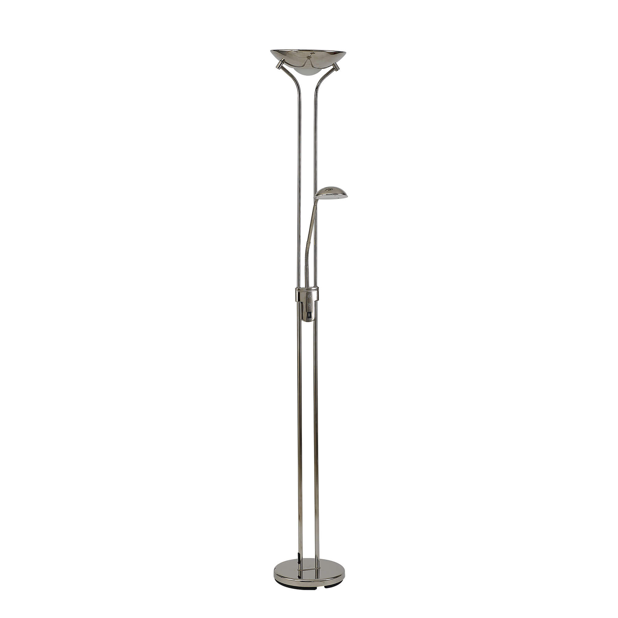 Brazier Satin Black USB 2 Light Uplighter Floor Lamp