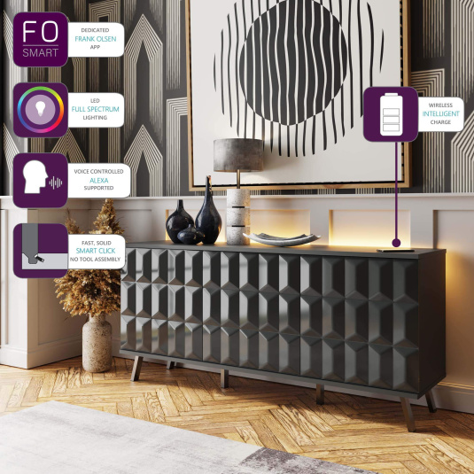 Frank Olsen Elevate Grey LED & Wireless Charging Sideboard